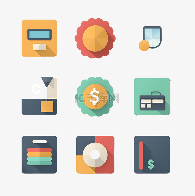 扁平彩色商务精美图标素材图片免费下载-千库网