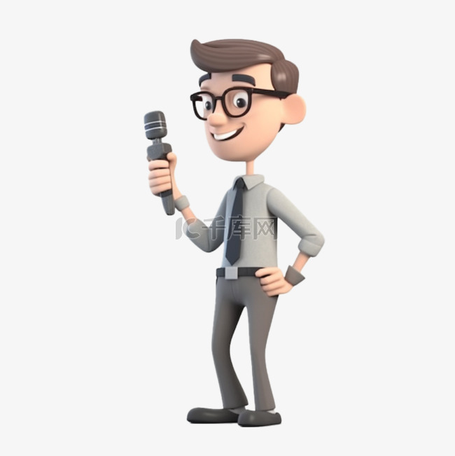 卡通手绘3D职业人物主持人素材图片免费下载-千库网