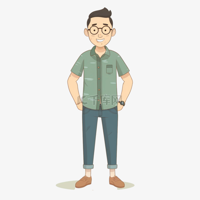 卡通手绘人物爸爸素材图片免费下载-千库网