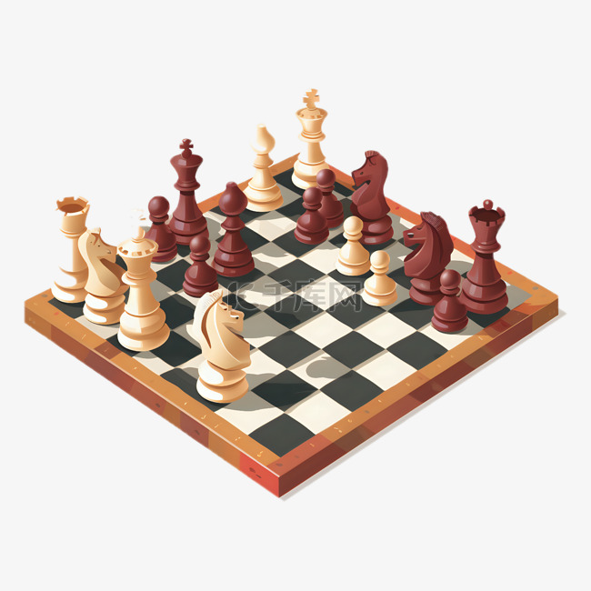 卡通扁平风格国际象棋棋盘素材图片免费下载-千库网