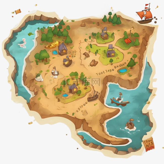 卡通可爱岛屿地图板块素材图片免费下载-千库网