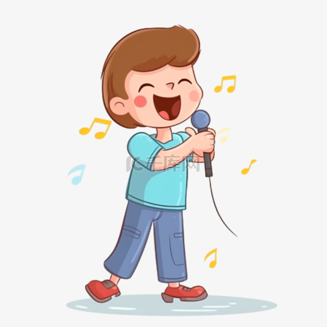 卡通手绘唱歌儿童素材图片免费下载-千库网