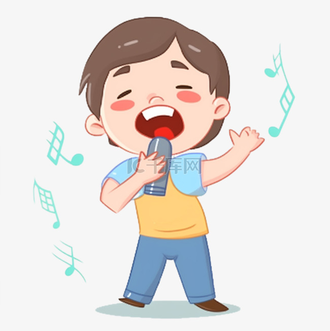 卡通手绘唱歌儿童素材图片免费下载-千库网