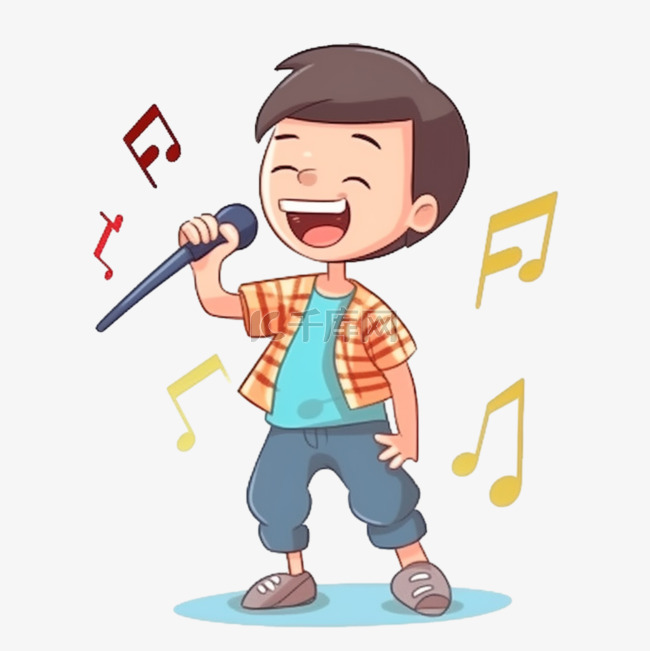卡通手绘唱歌儿童素材图片免费下载-千库网