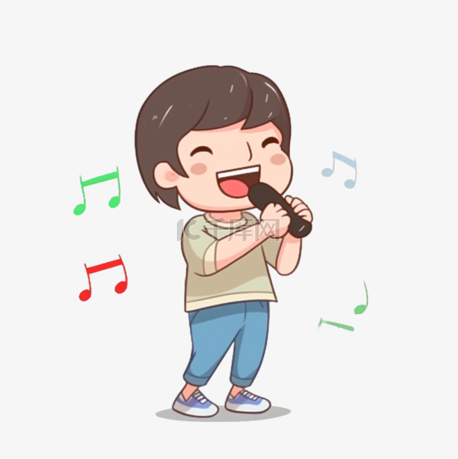 卡通手绘唱歌儿童素材图片免费下载-千库网