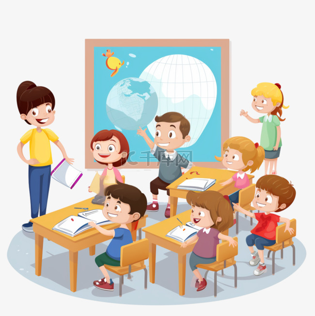 卡通动漫漫画同学学习老师素材图片免费下载-千库网