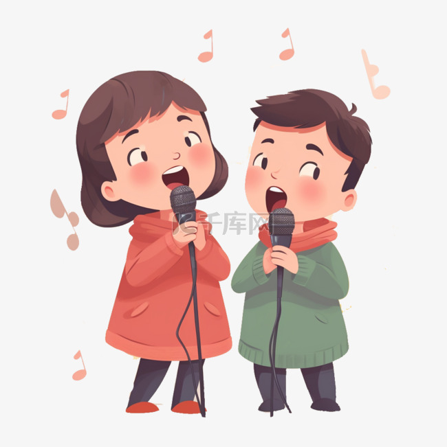 卡通手绘儿童唱歌素材图片免费下载-千库网