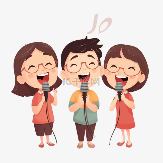 卡通手绘儿童唱歌素材图片免费下载-千库网