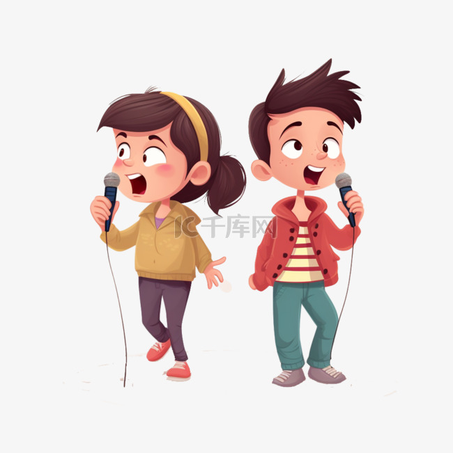 卡通手绘儿童唱歌素材图片免费下载-千库网