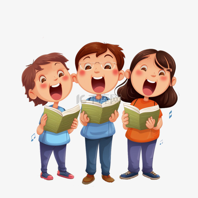 卡通手绘儿童唱歌素材图片免费下载-千库网