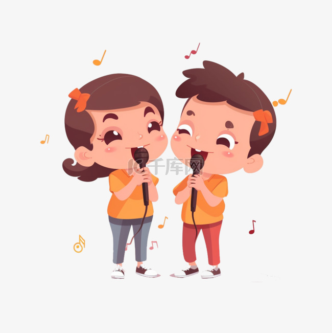 卡通手绘儿童唱歌素材图片免费下载-千库网