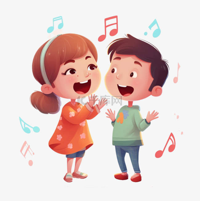 卡通手绘儿童唱歌素材图片免费下载-千库网