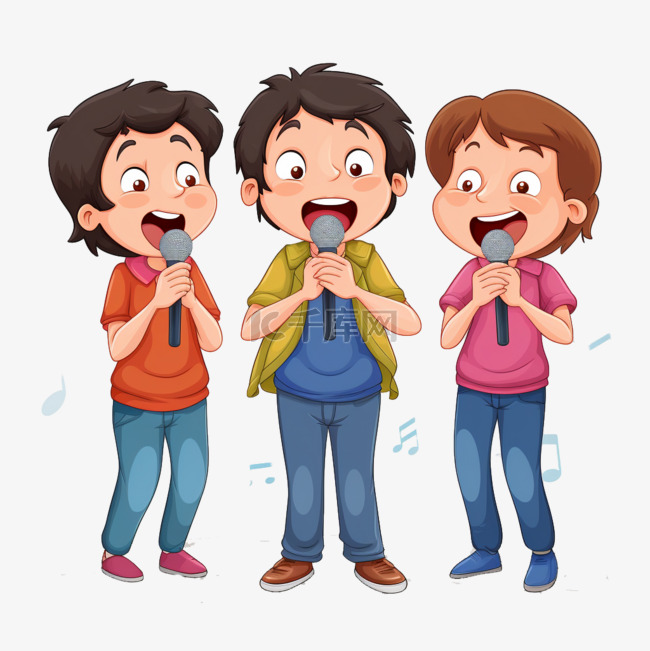 卡通手绘儿童唱歌素材图片免费下载-千库网