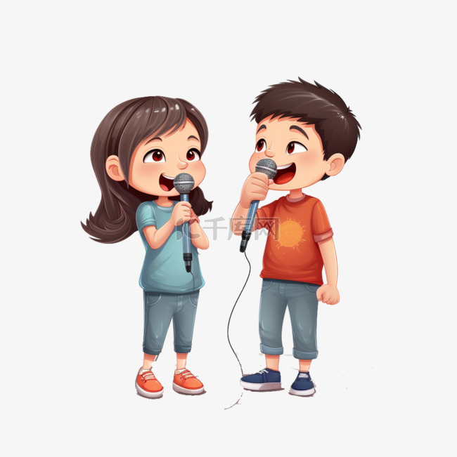 卡通手绘儿童唱歌素材图片免费下载-千库网
