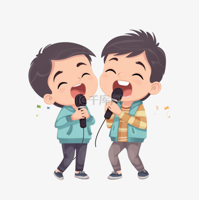 卡通手绘儿童唱歌素材图片免费下载-千库网
