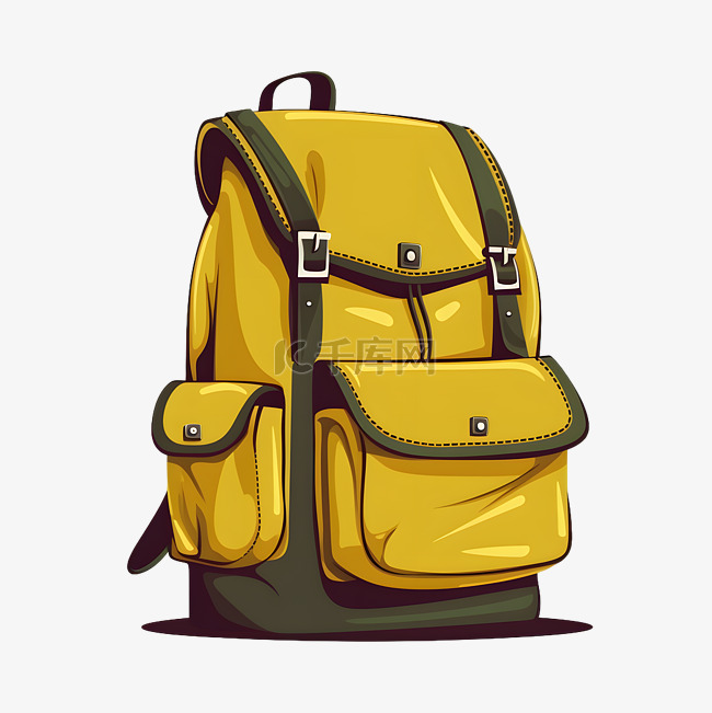 插画风格黄色书包免扣素材图片免费下载-千库网