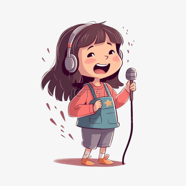 卡通手绘儿童唱歌素材图片免费下载-千库网