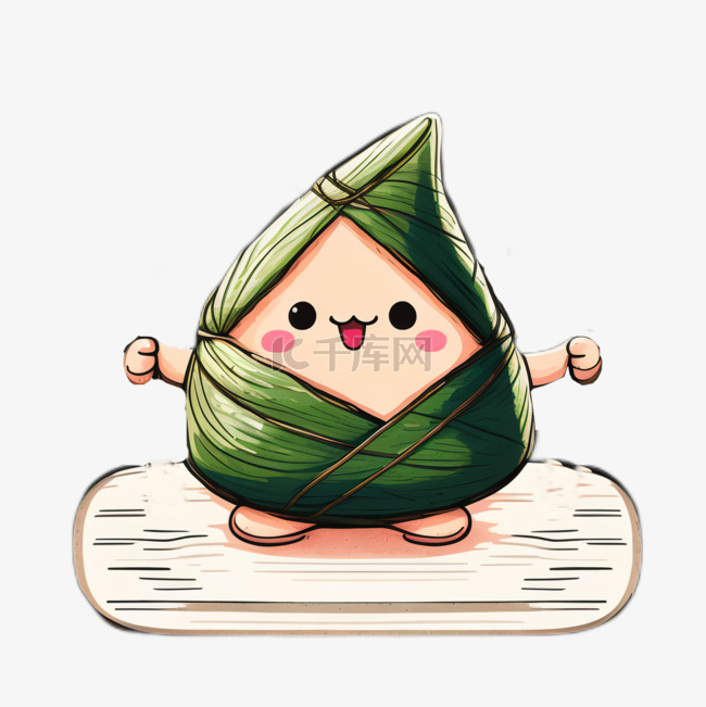 简笔画卡通可爱端午节粽子素材图片免费下载-千库网