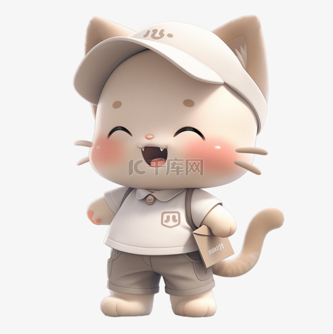3DC4D立体动物卡通可爱拟人送信小猫素材图片免费下载-千库网
