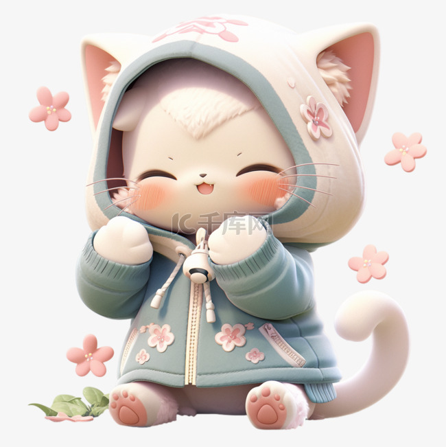 3DC4D立体可爱小猫素材图片免费下载-千库网