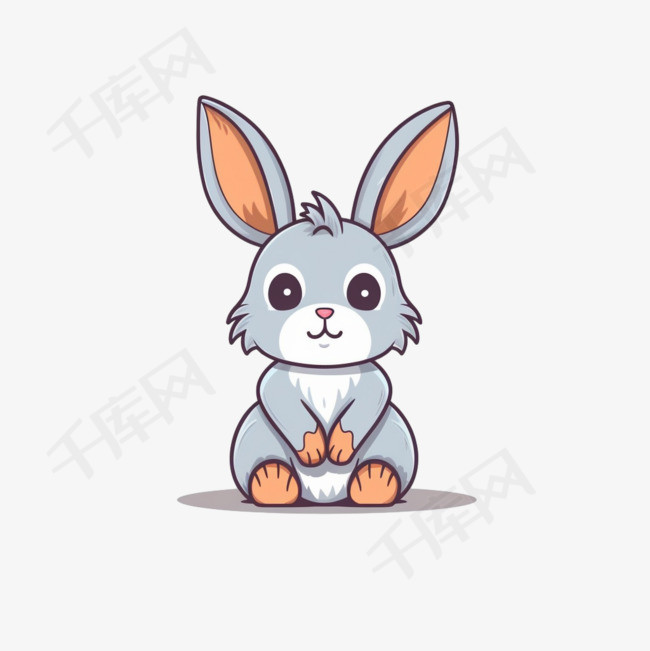 可爱的兔子坐着卡通向量图标插图。动物性图标概念隔离平台素材图片免费下载-千库网