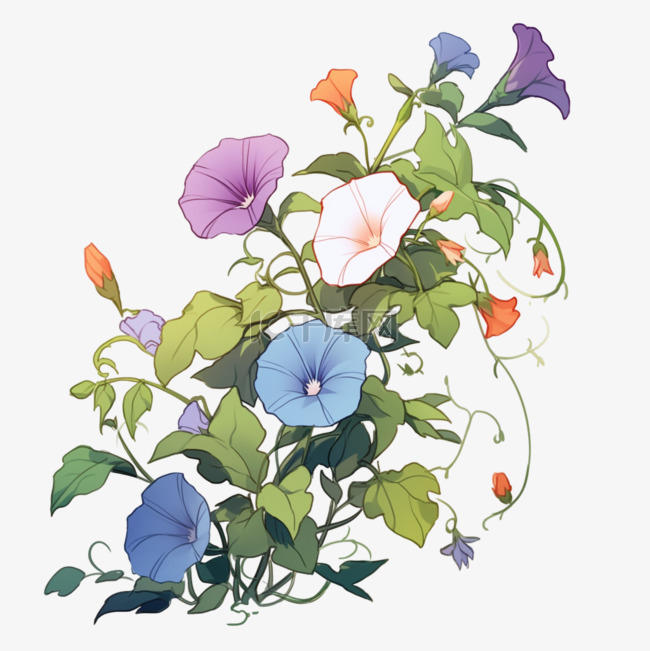 牵牛花秋天植物元素素材图片免费下载-千库网