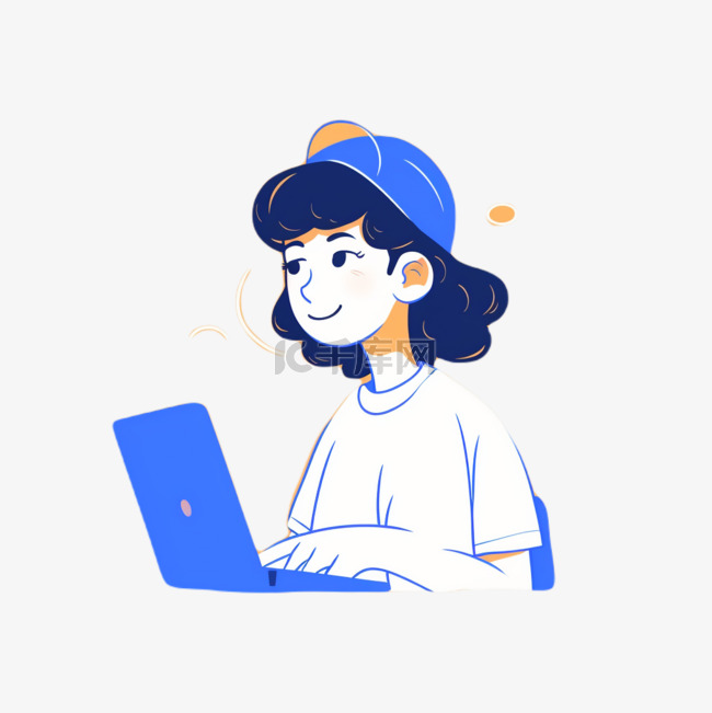 简约线条插画女孩人物形象素材图片免费下载-千库网