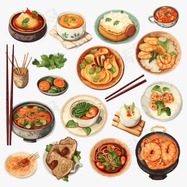 亚洲食品套餐素材图片免费下载-千库网