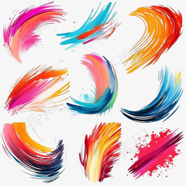 彩色画笔笔画收藏素材图片免费下载-千库网