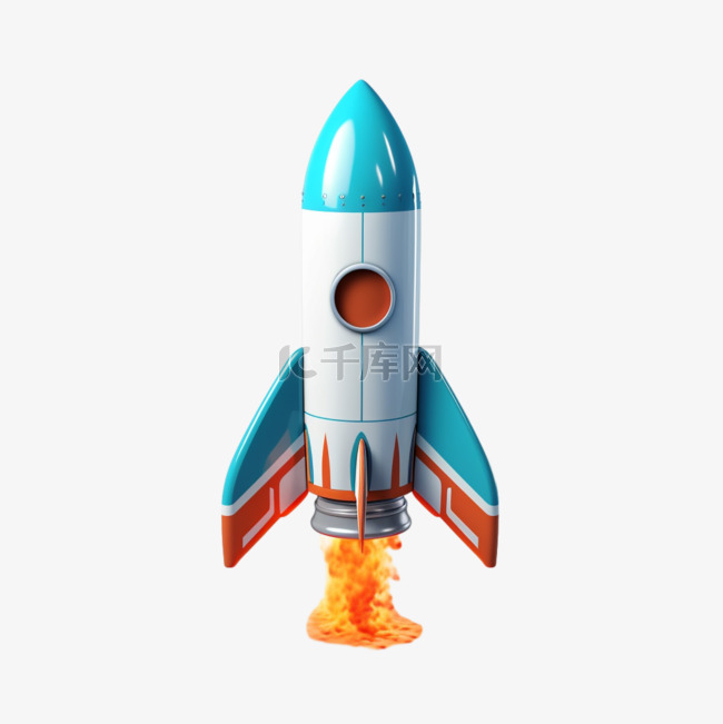 3d立体蓝色火箭免扣元素素材图片免费下载-千库网