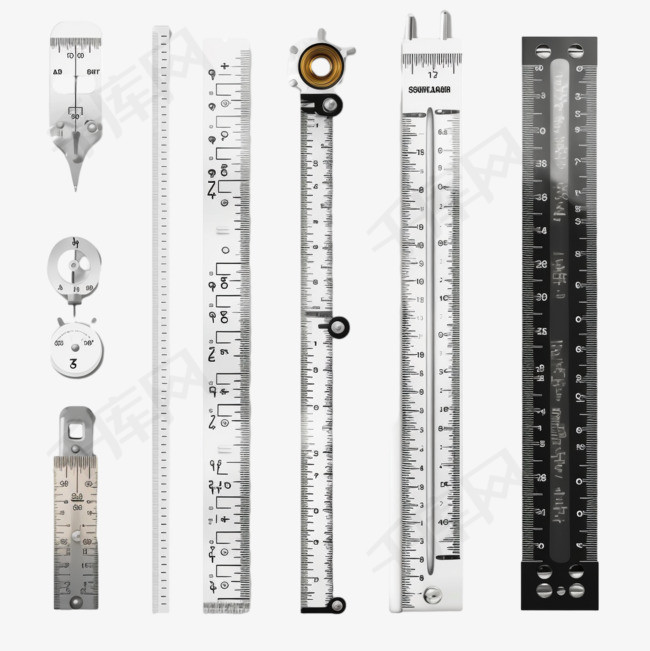 公制英制和十进制英寸尺子套装。素材图片免费下载-千库网