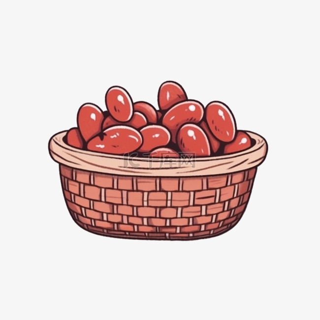 秋天的一筐红枣卡通手绘元素素材图片免费下载-千库网