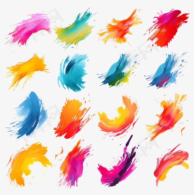 彩色笔画元素向量集素材图片免费下载-千库网