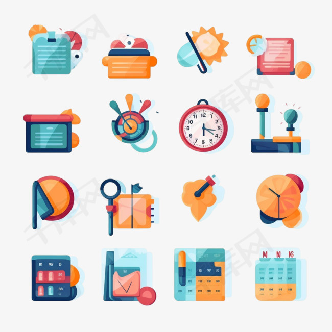 日历图标集合时间约会提醒日期概念矢量图素材图片免费下载-千库网