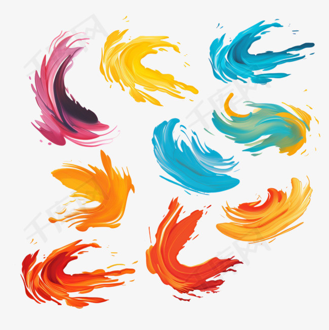 彩色笔画元素向量集素材图片免费下载-千库网