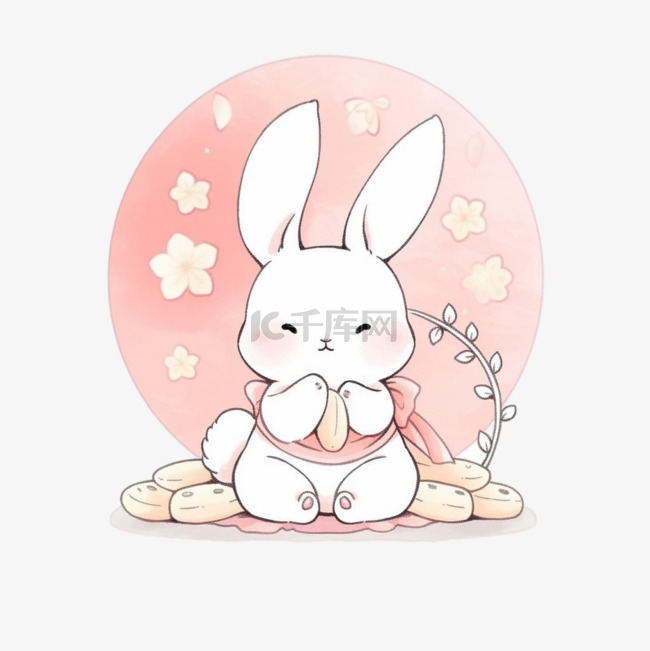 小兔子月饼卡通中秋手绘元素素材图片免费下载-千库网