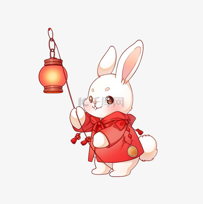 灯笼兔子卡通元素中秋节手绘素材图片免费下载-千库网