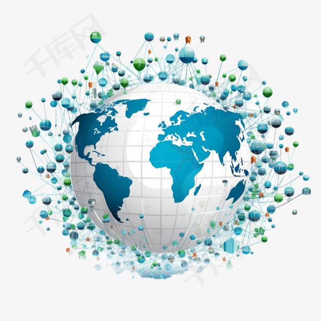 与许多地理定位图标的地球地球素材图片免费下载-千库网