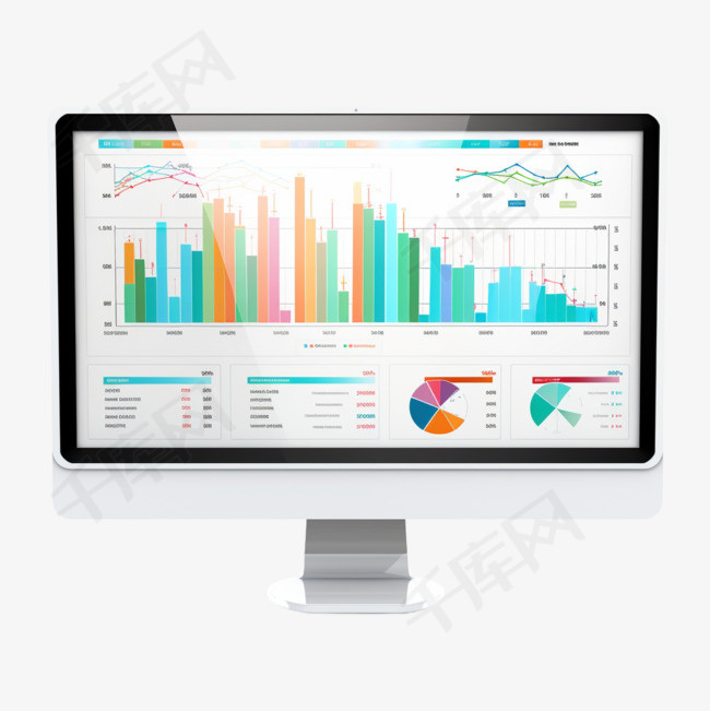有图表和图表的计算机显示器素材图片免费下载-千库网