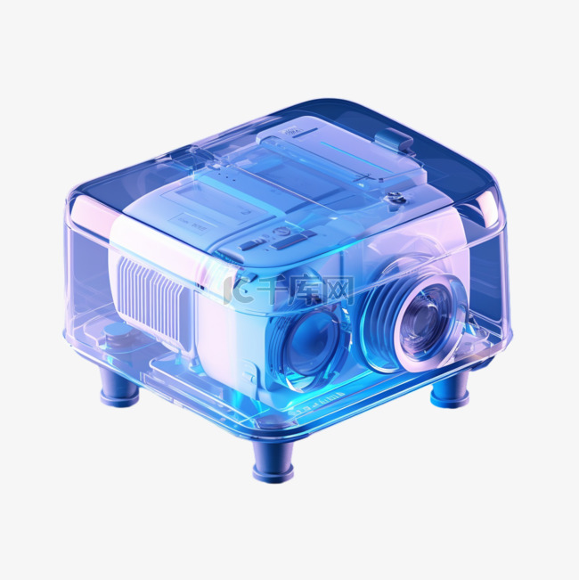 3D立体透明玻璃风落地投影仪素材图片免费下载-千库网