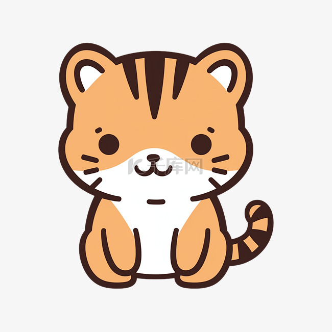 可爱小老虎手绘工笔儿童画简笔画素材图片免费下载-千库网