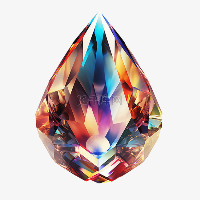 宝石璀璨橘色水滴形热烈写实元素装饰图案素材图片免费下载-千库网