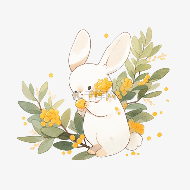 中秋节手绘桂花小兔元素素材图片免费下载-千库网
