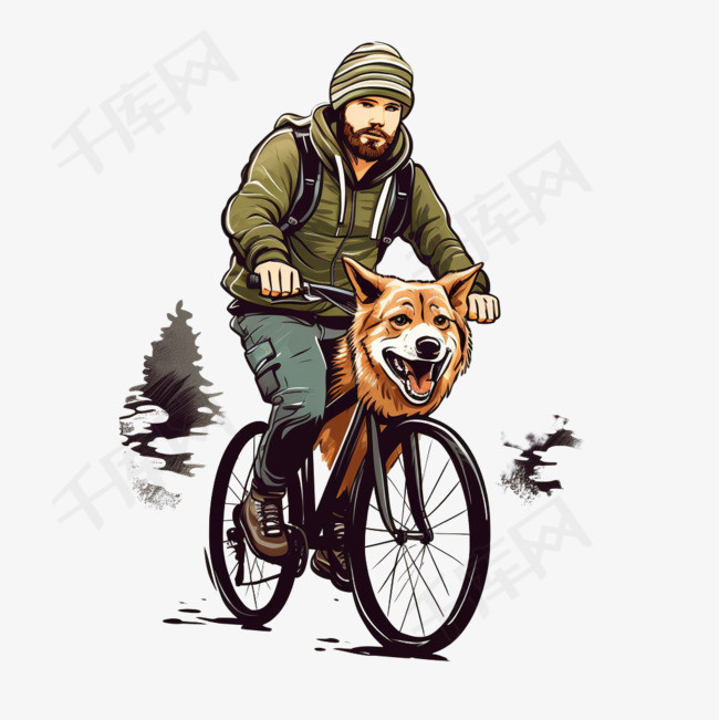与狗骑自行车素材图片免费下载-千库网