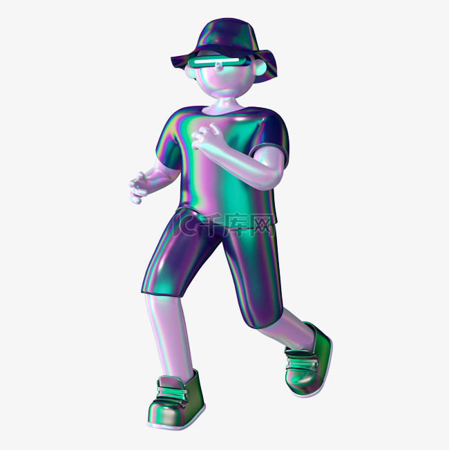 3DC4D立体空气莫镭射风人物素材图片免费下载-千库网