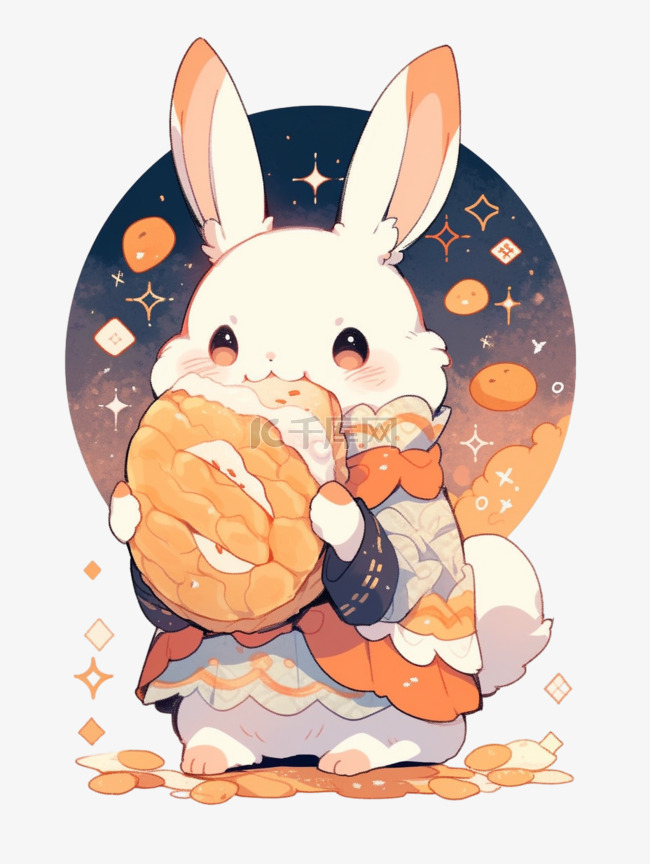 中秋节可爱的兔子卡通手绘素材图片免费下载-千库网