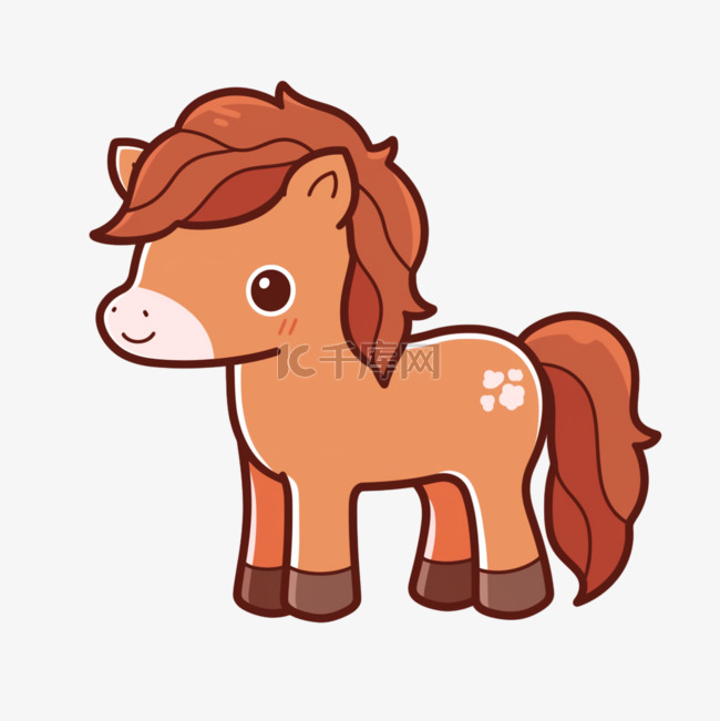可爱卡通小马手绘元素素材图片免费下载-千库网