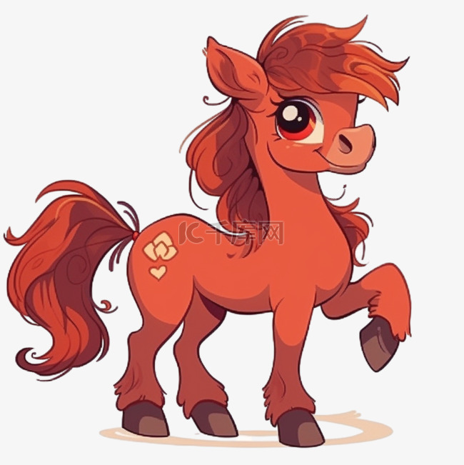 手绘可爱小马卡通元素素材图片免费下载-千库网