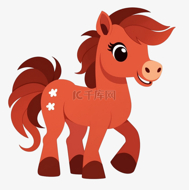 可爱小马卡通手绘元素素材图片免费下载-千库网