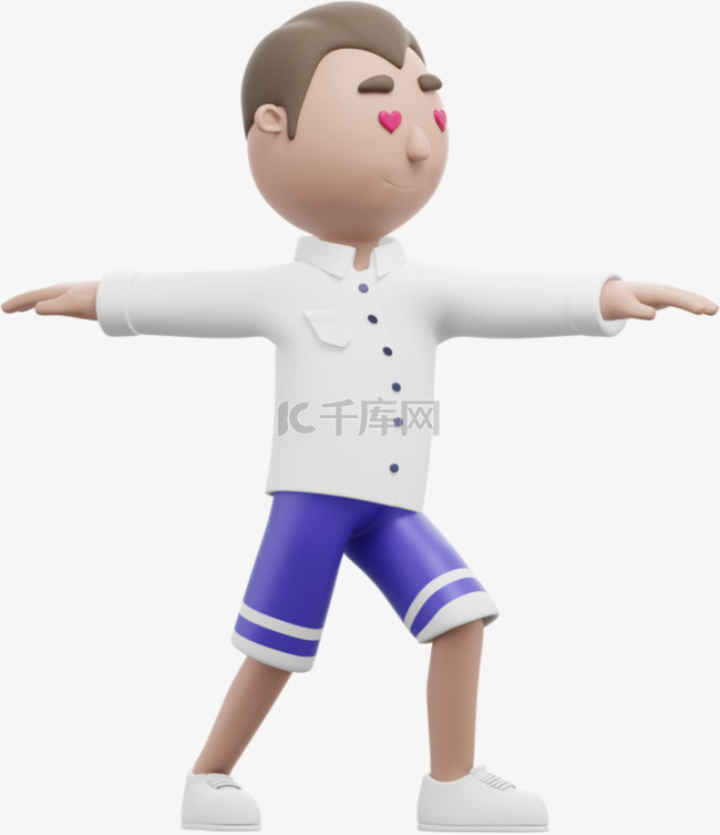 帅气动作姿势单色白人男性3D运动热身形象素材图片免费下载-千库网